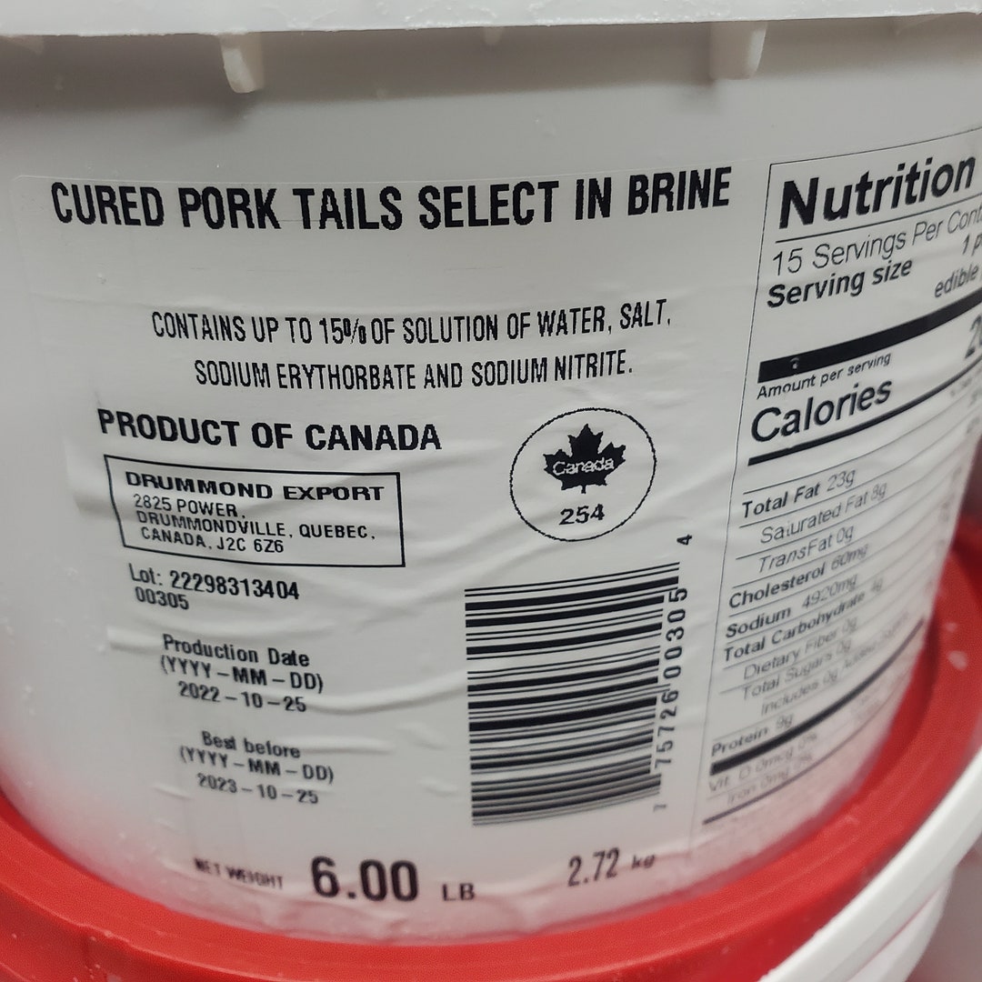 Cured Pork Tail 6 Lb Select in Braid Contains up 15% of Solution of ...