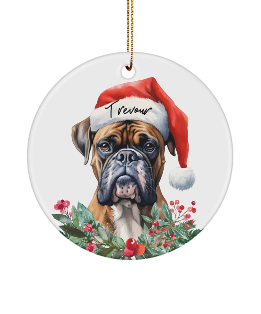 Custom Boxer Dog Christmas Tree Ornament - Boxer Dog Ornament - Boxer ...