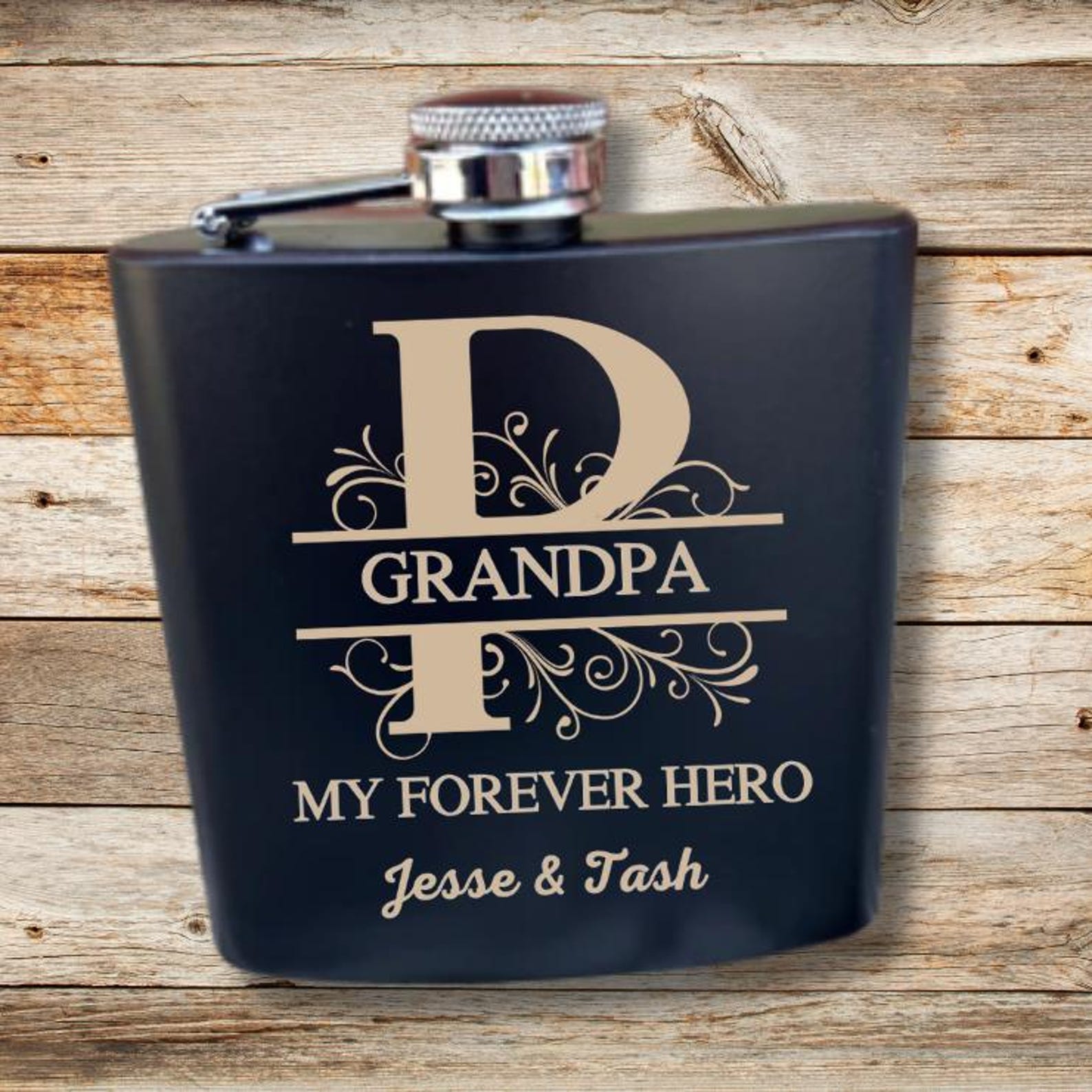 Monogrammed Laser Engraved Flask – Personalized Gift for Dad, Granddad ...