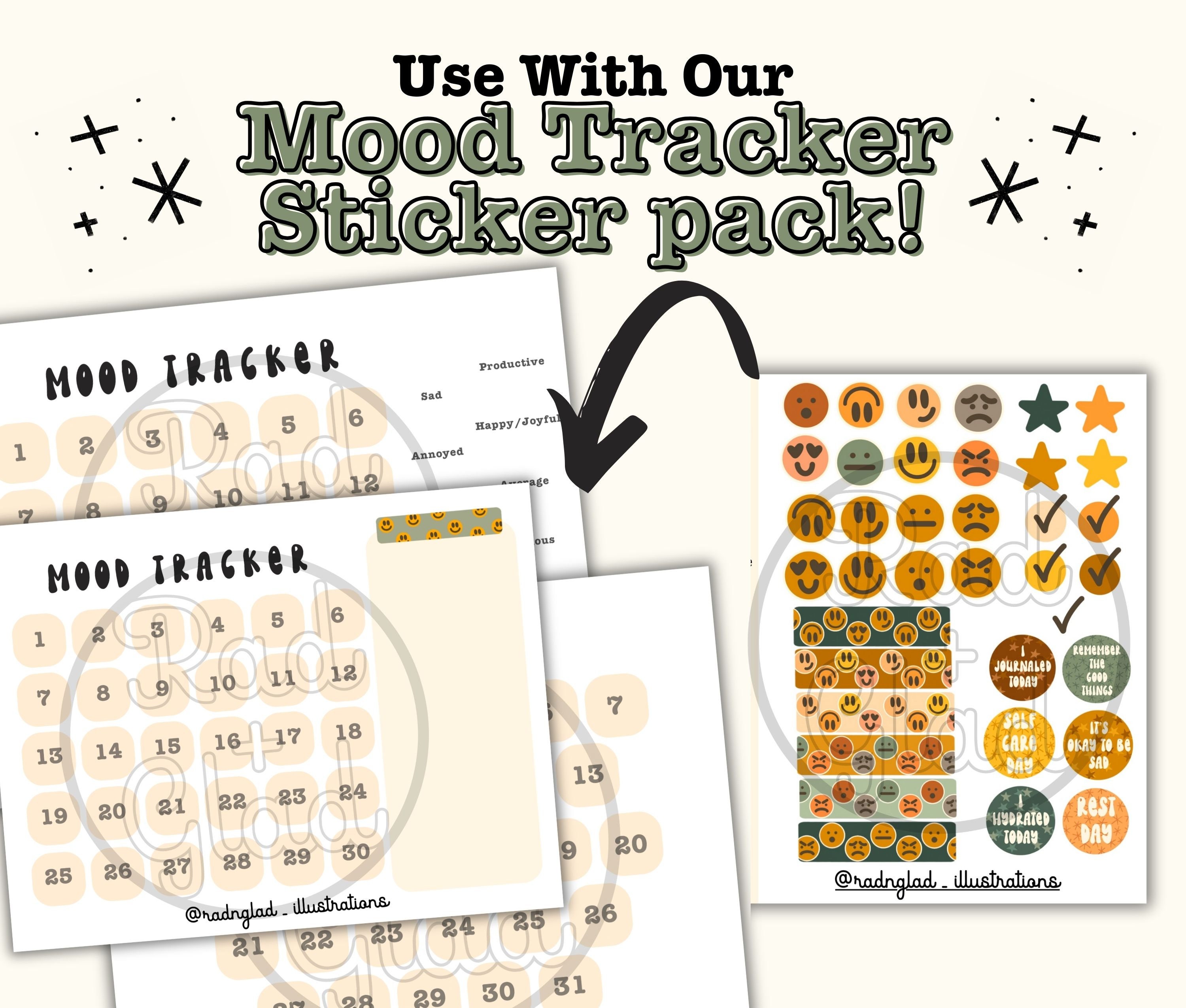 Simple Mood Tracker / Digital Mood Tracker / Digital Notepad / High Res ...