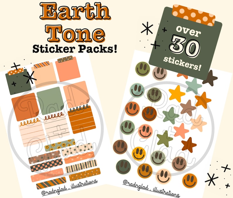 Earthy Digital Sticky Notes and Washi Tape Pack / Earth Tone Digital ...