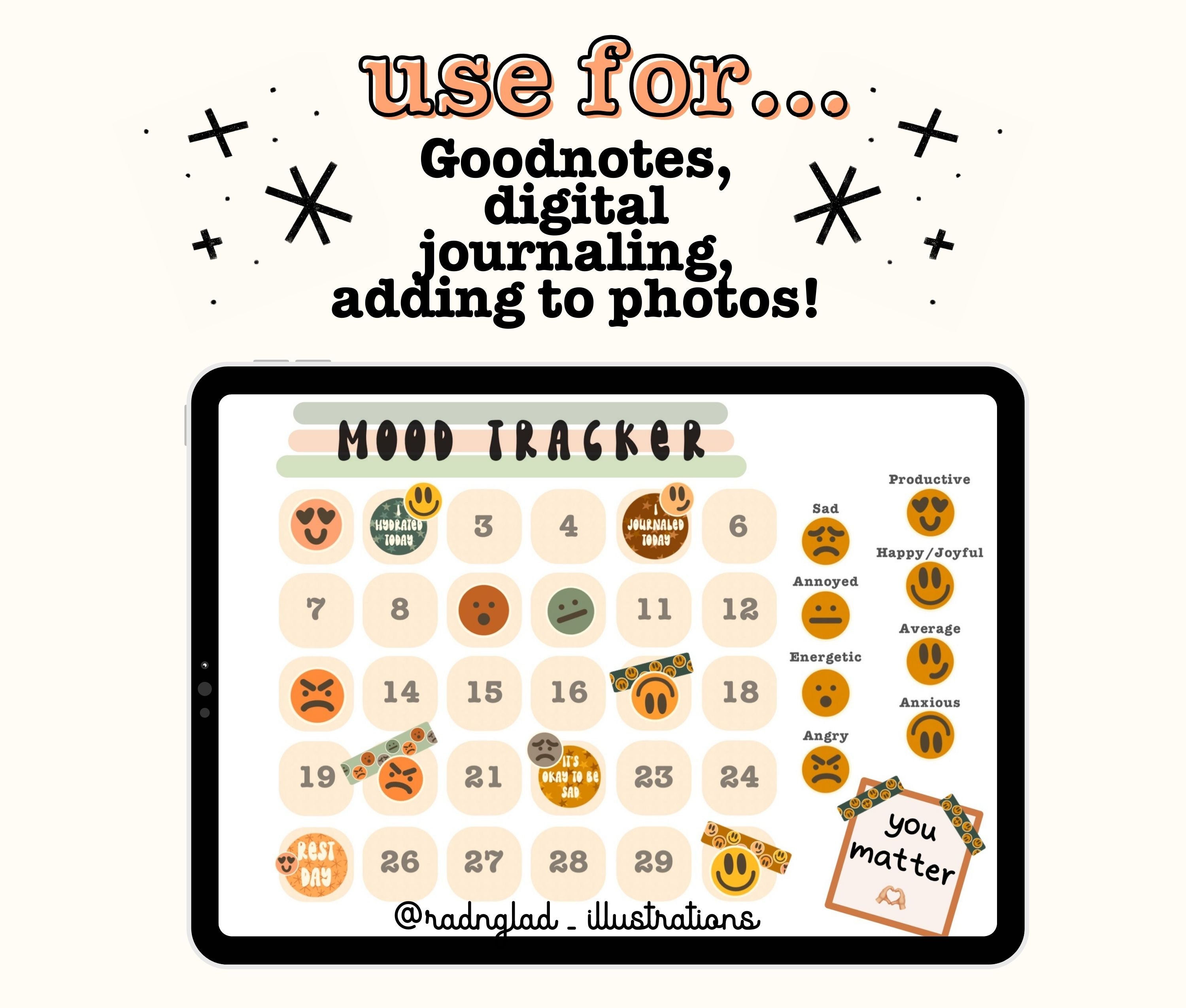 Simple Mood Tracker / Digital Mood Tracker / Digital Notepad / High Res ...
