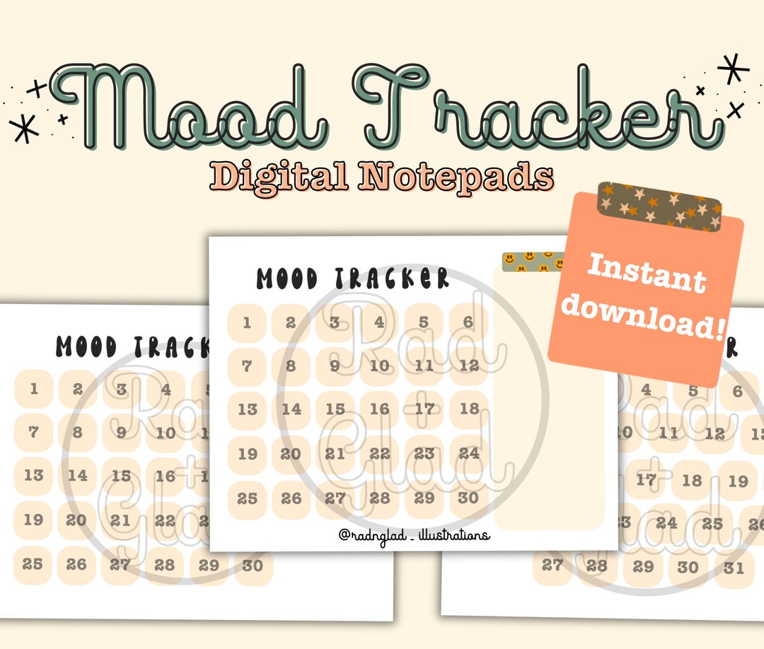 Simple Mood Tracker / Digital Mood Tracker / Digital Notepad / High Res ...