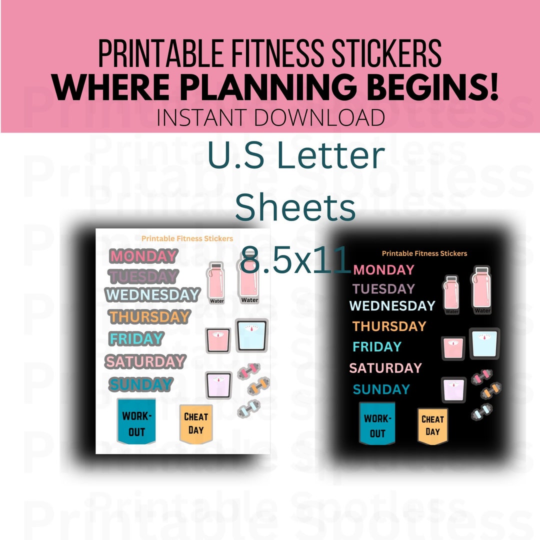Fitness and Exercise Sticker Planner Sticker Weight Loss Sticker ...