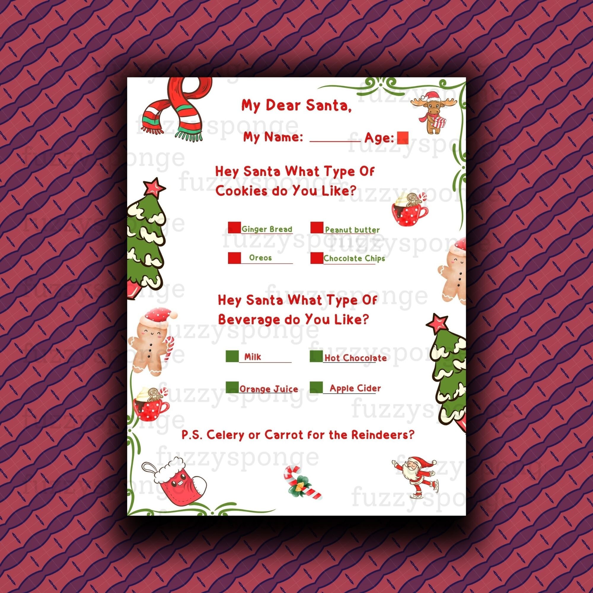 Santa Snack Letter Printable for Kids to Write to Santa My - Etsy