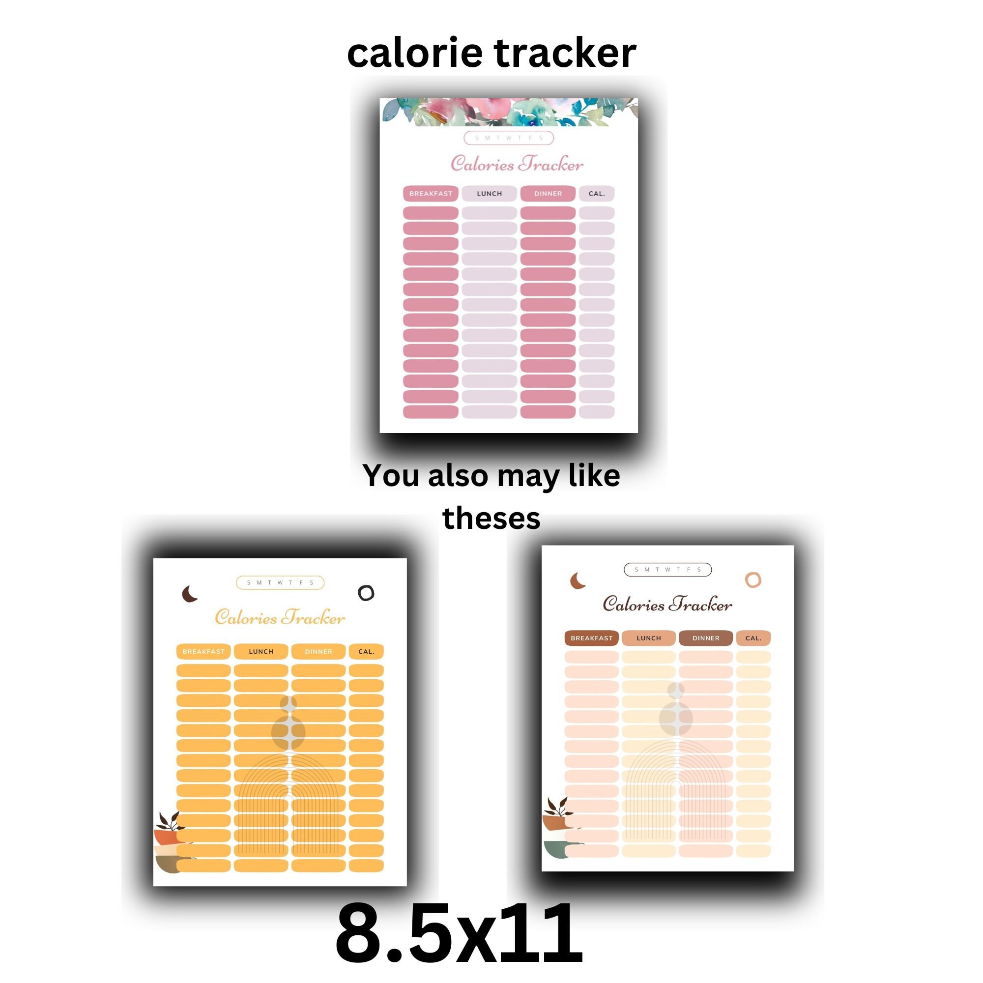 Calorie Tracker Printable, Calorie Tracker/calorie Chart, Calorie ...