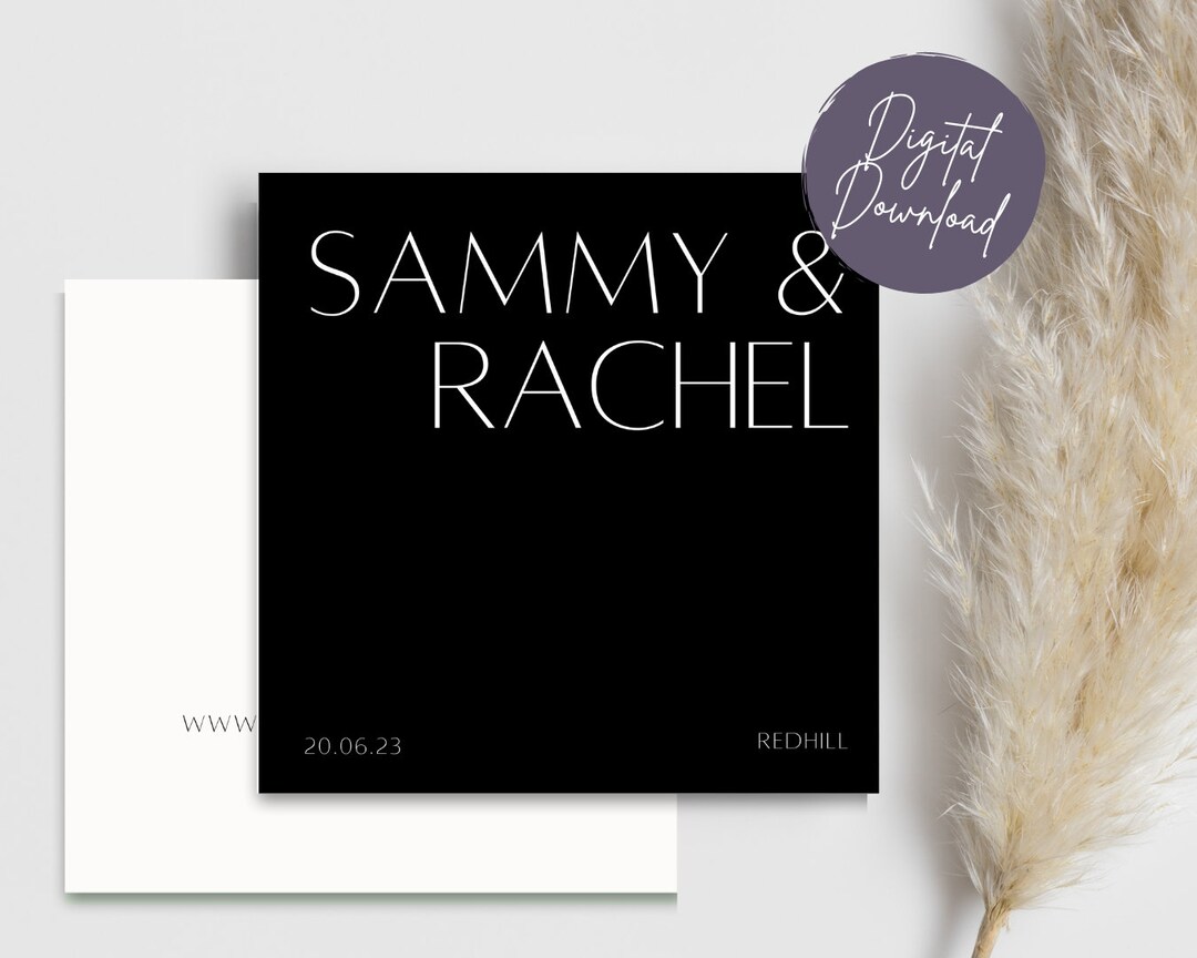 Square Wedding Invitation Canva Template, Simple Wedding Invitation ...