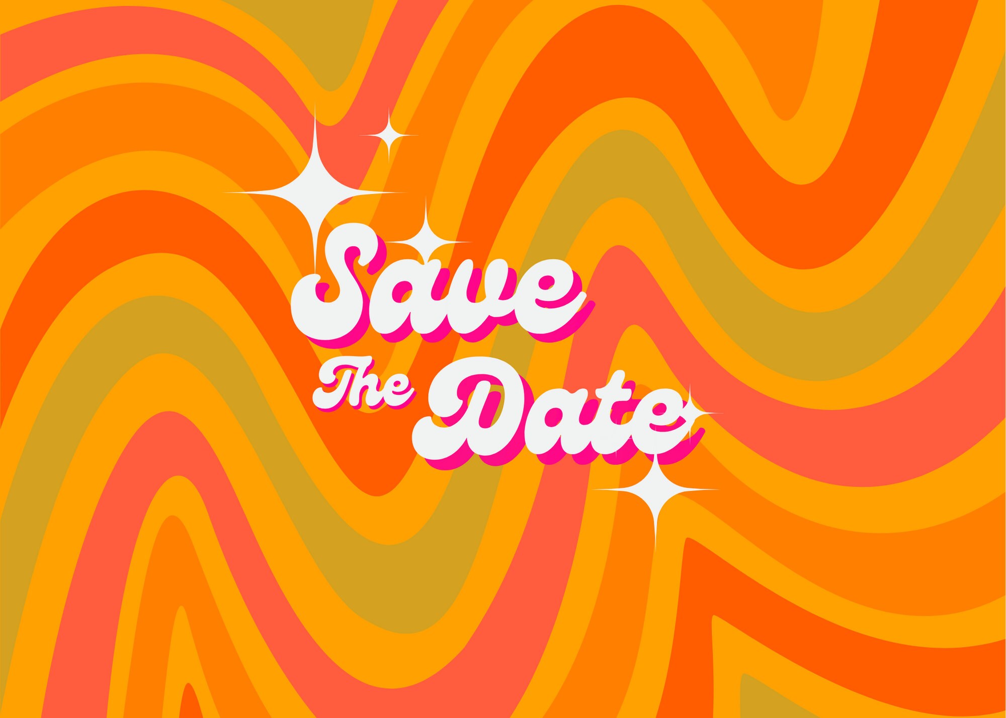 60s Wedding Invitation Canva Template | Retro Wedding Invitation ...