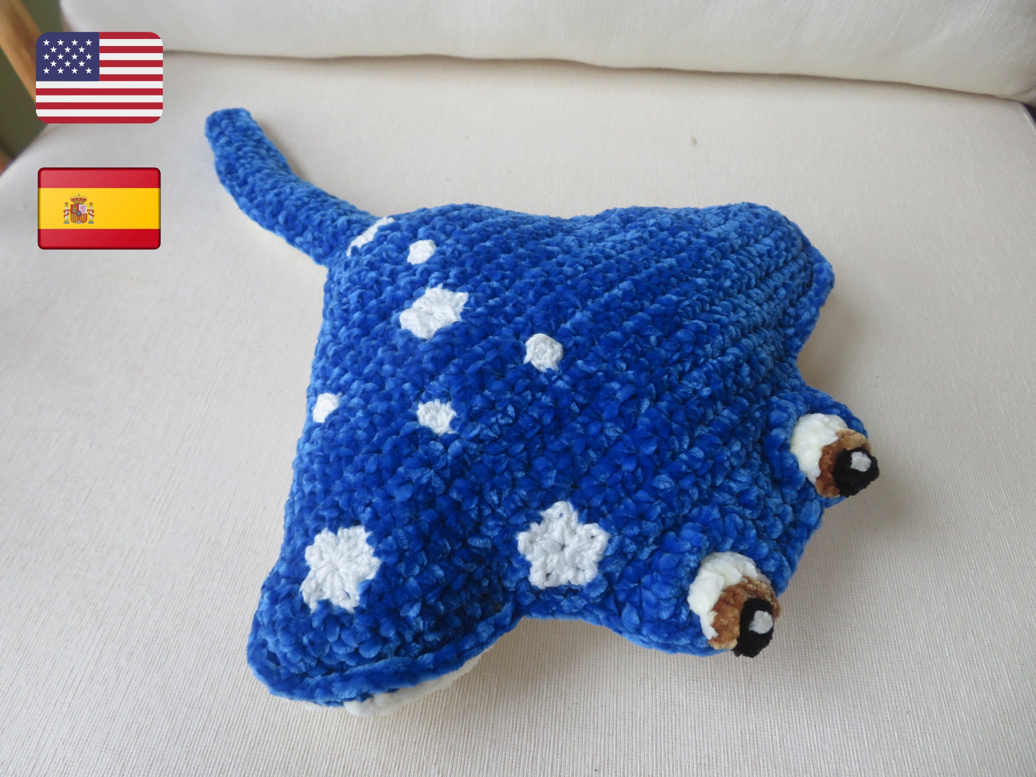 Patrón Mantarraya Crochet, Mantarraya Luminiscente, Mantaray Toy ...