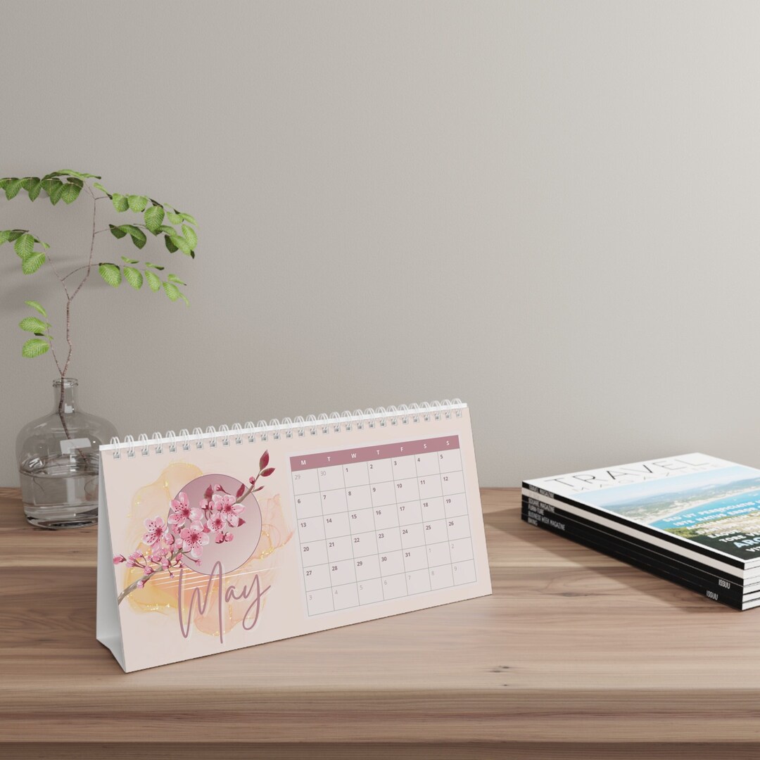 Cherry Blossom Desk Calendar With Stand, Sakura Flower Design 250gsm ...