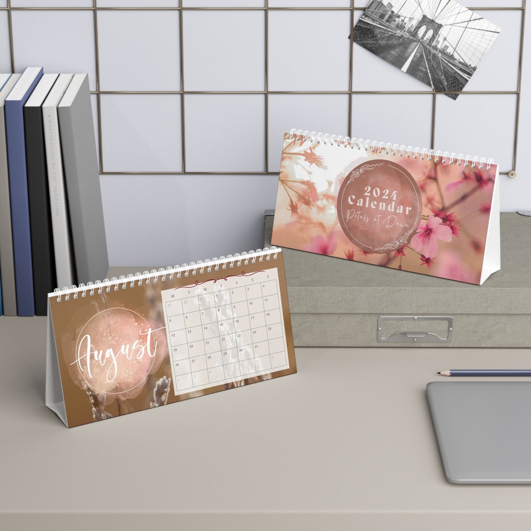 Petals at Dawn 2024 Desk Calendar With Stand, Floral Flower Design ...