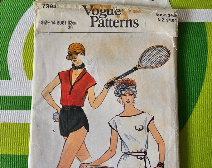 1970's Vogue 7363 Vintage Tennis Outfits, Cut Sewing Pattern. Vintage ...