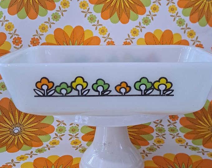 Vintage Anchor Hocking Fire King Loaf Pan #441. Summerfield Flowers ...