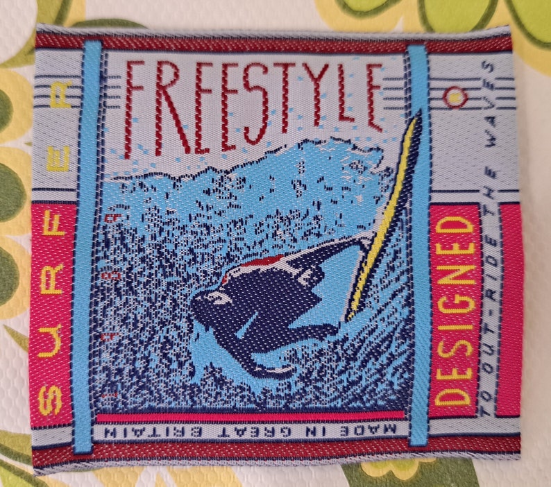 Vintage Clothing Labels, Tags. Retro Woven Patches Clothes Tags. Surf, Beach, Travel. Fabric ...
