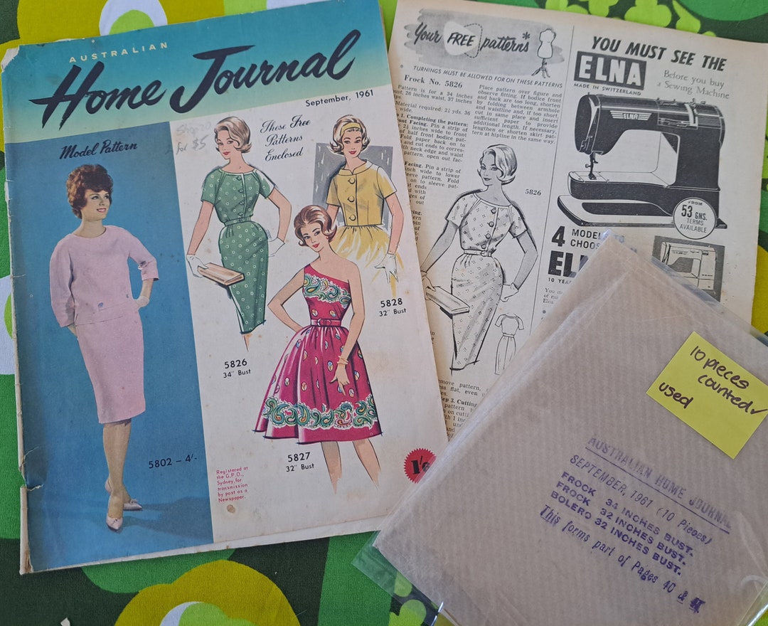 Vintage ORIGINAL 1960s Ladies Dress Patterns. Australian Home Journal ...