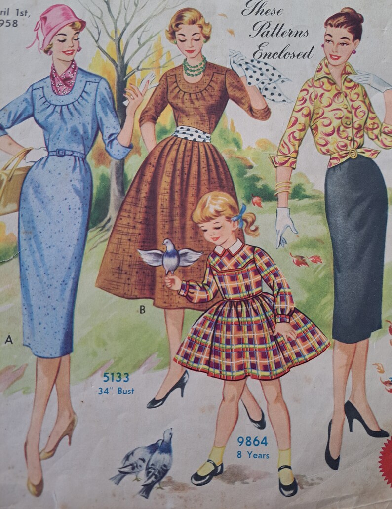 Vintage ORIGINAL 1958 Ladies Dress Sewing Pattern. Australian Home ...