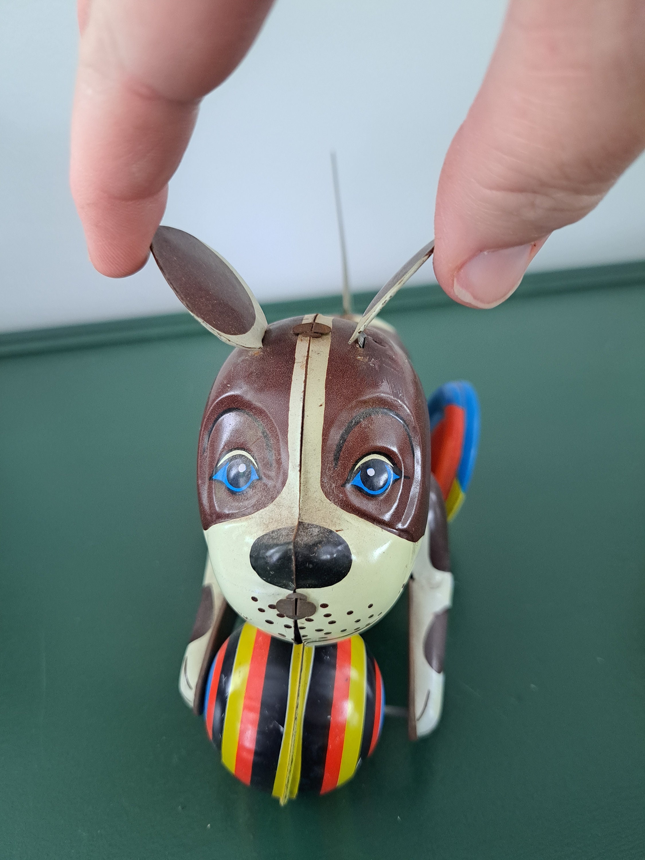 Vintage Metal Dog and Ball Push Toy. 1970s Tin Toy Dog. Push - Etsy