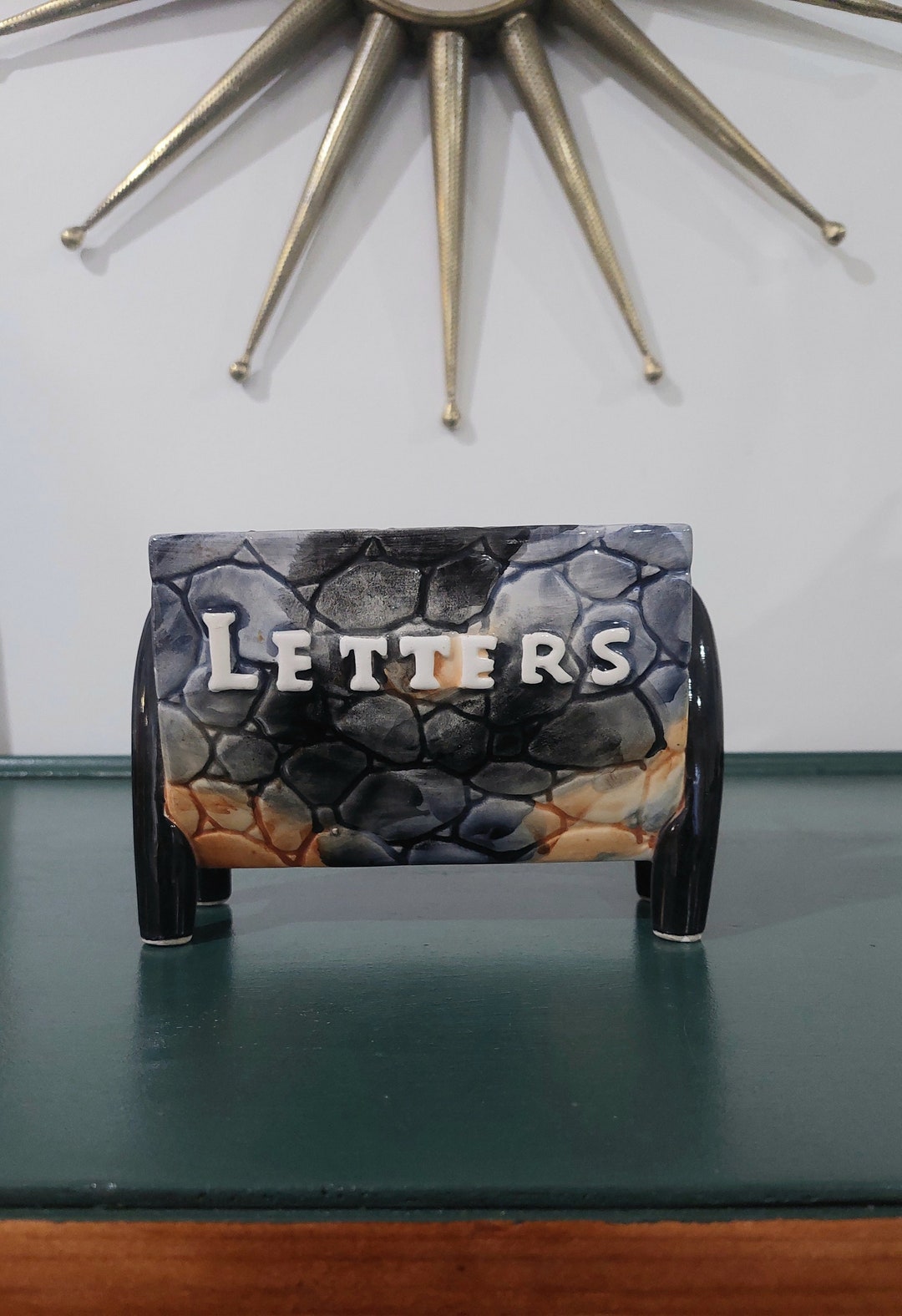Vintage 1960s Ceramic Rock Wall Letter Holder or Serviette Rack. Retro ...