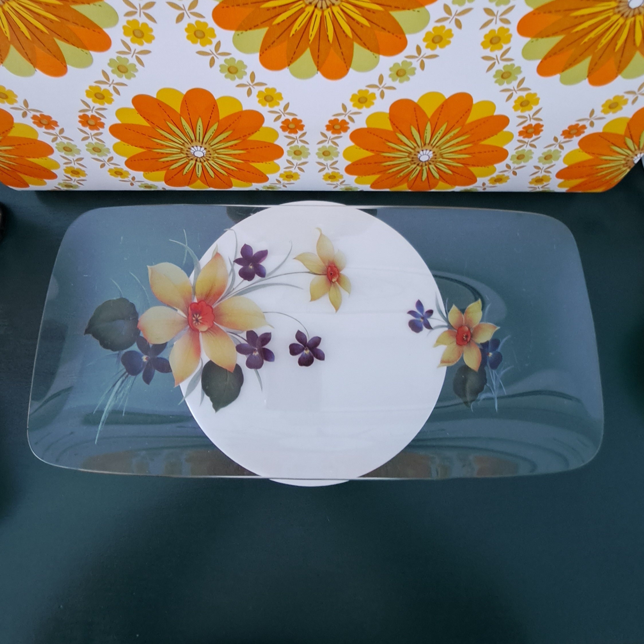 Vintage Chance Glass Platter Vibrant Yellow and Orange - Etsy