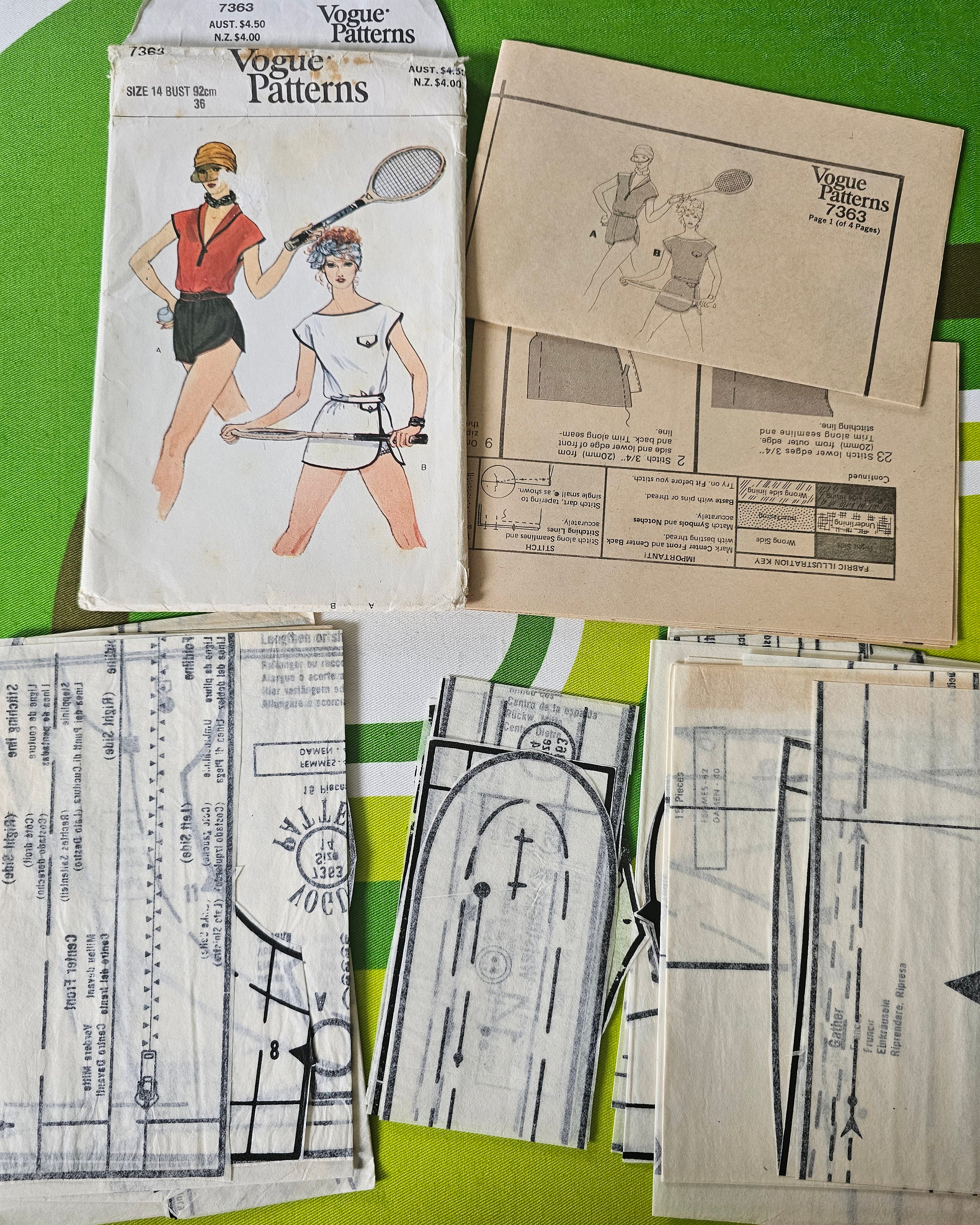 1970's Vogue 7363 Vintage Tennis Outfits, Cut Sewing Pattern. Vintage ...
