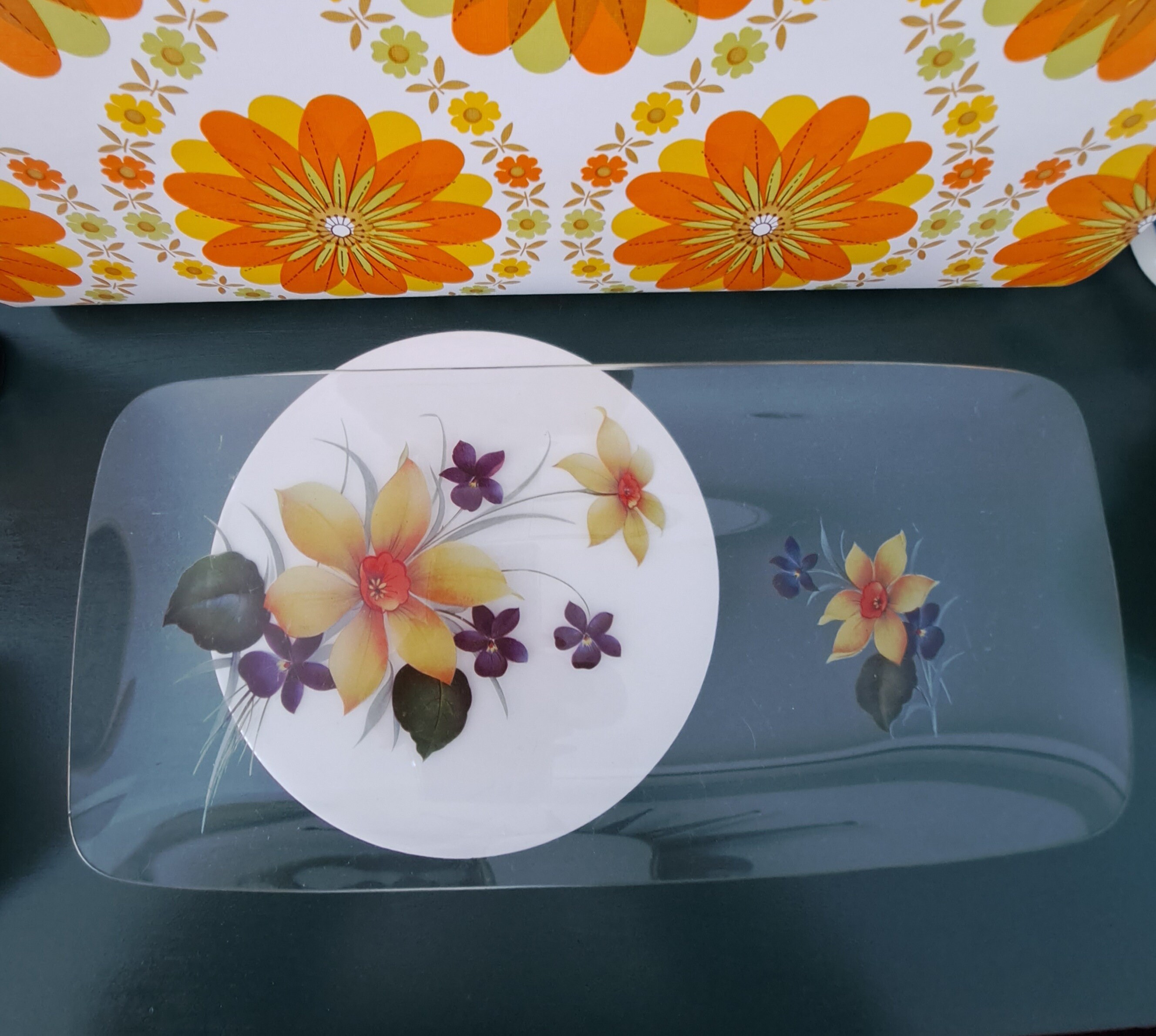 Vintage Chance Glass Platter Vibrant Yellow and Orange - Etsy