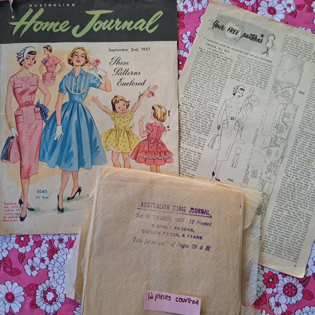 Vintage ORIGINAL 1950s Ladies Dress Patterns. Australian Home Journal ...
