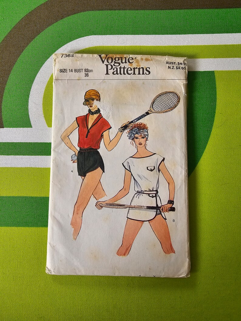 1970's Vogue 7363 Vintage Tennis Outfits, Cut Sewing Pattern. Vintage ...