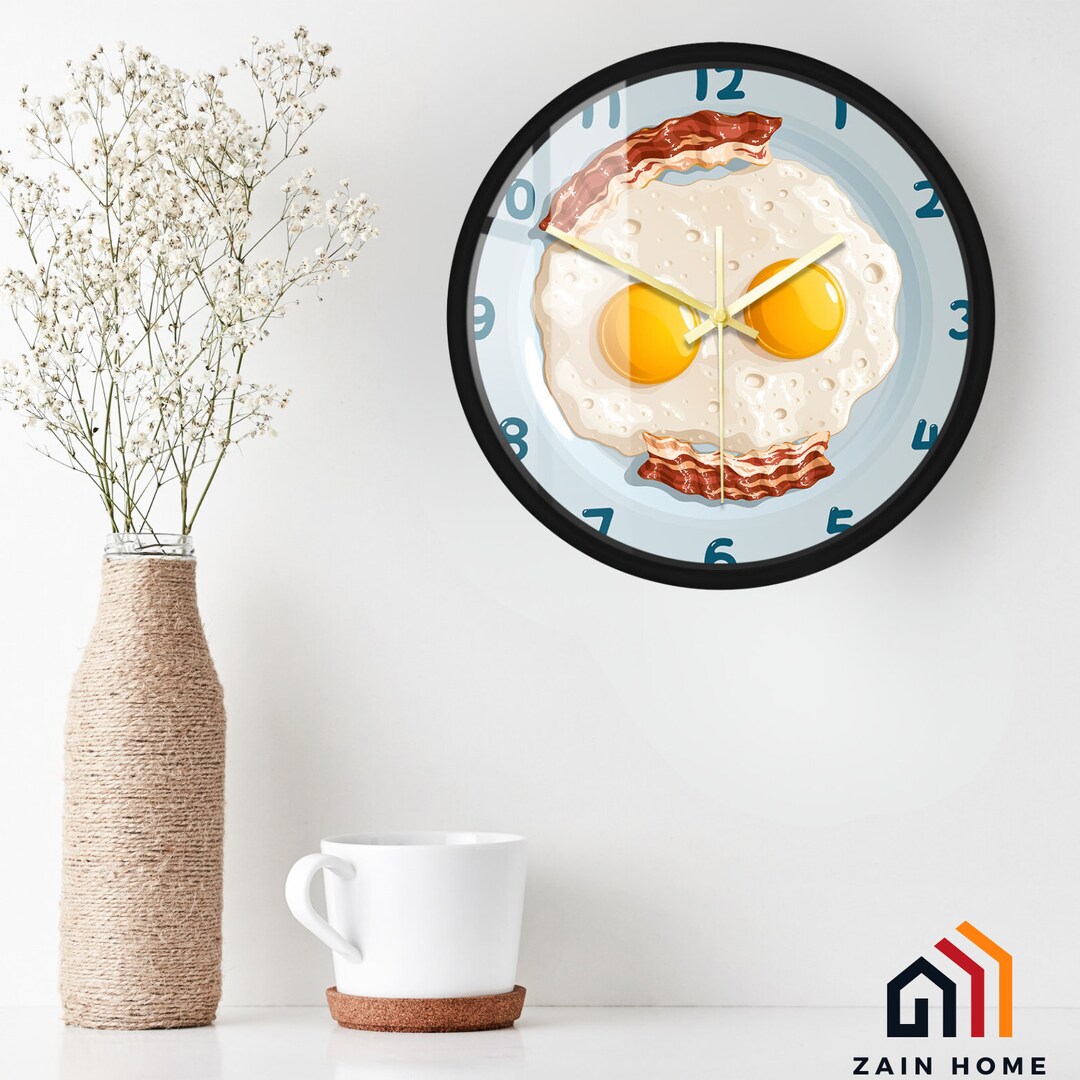Bacon and Eggs Kitchen Printed Silent LED Wall Clock - Etsy