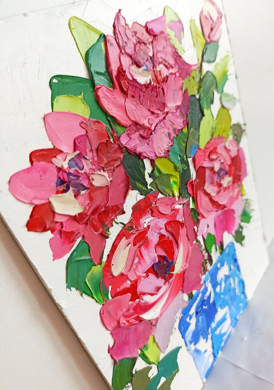 Impasto Red Abstract Roses Flowers Floral Still-life Original Oil ...