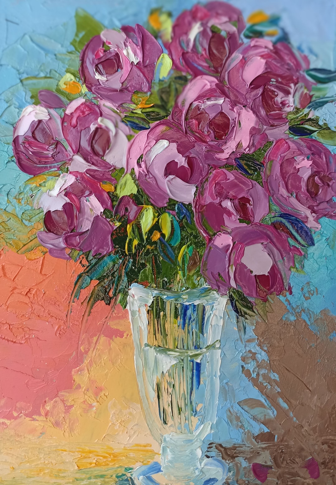 Impasto Texture Peony Flowers Floral Still Life Still-life Optimistic ...