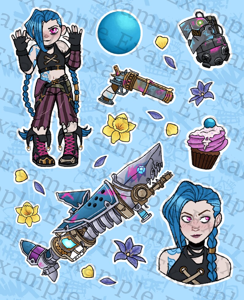 Jinx Arcane Inspired Sticker Sheet NOT Waterproof - Etsy