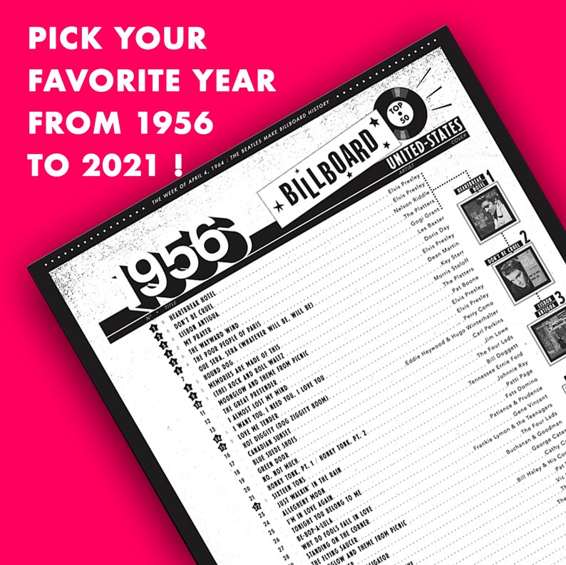 Birthday Billboard Poster • 1956 • USA • the Official Top 50 Hit-parade ...