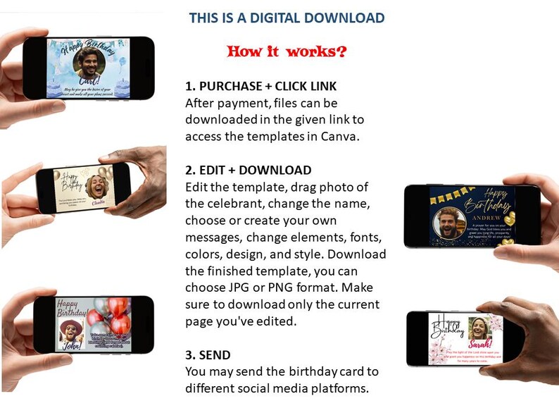 Editable Happy Birthday Card Template With Customizable Personal ...
