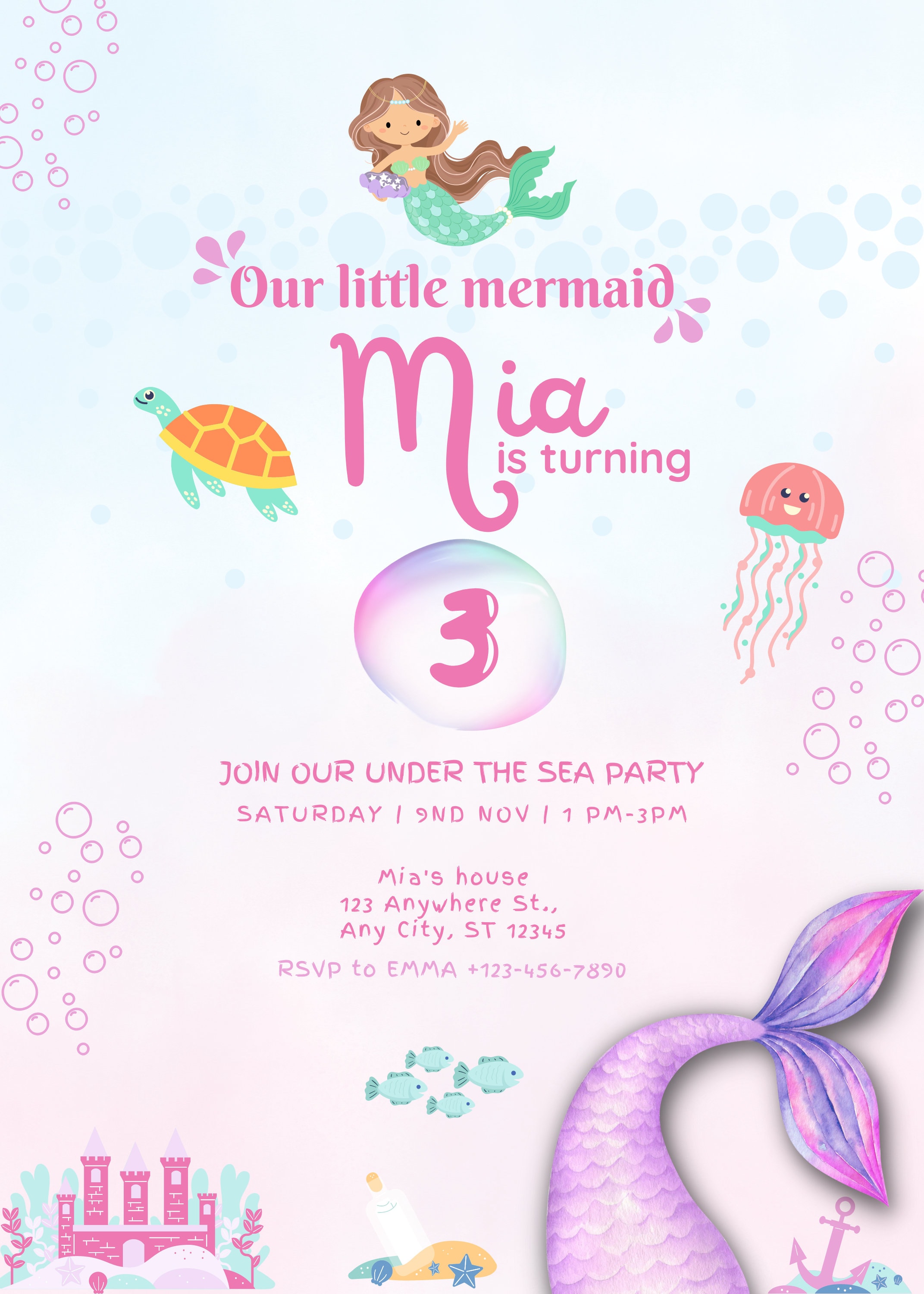 Mermaid Invitation Instant Download Party Under the Sea Invite ...