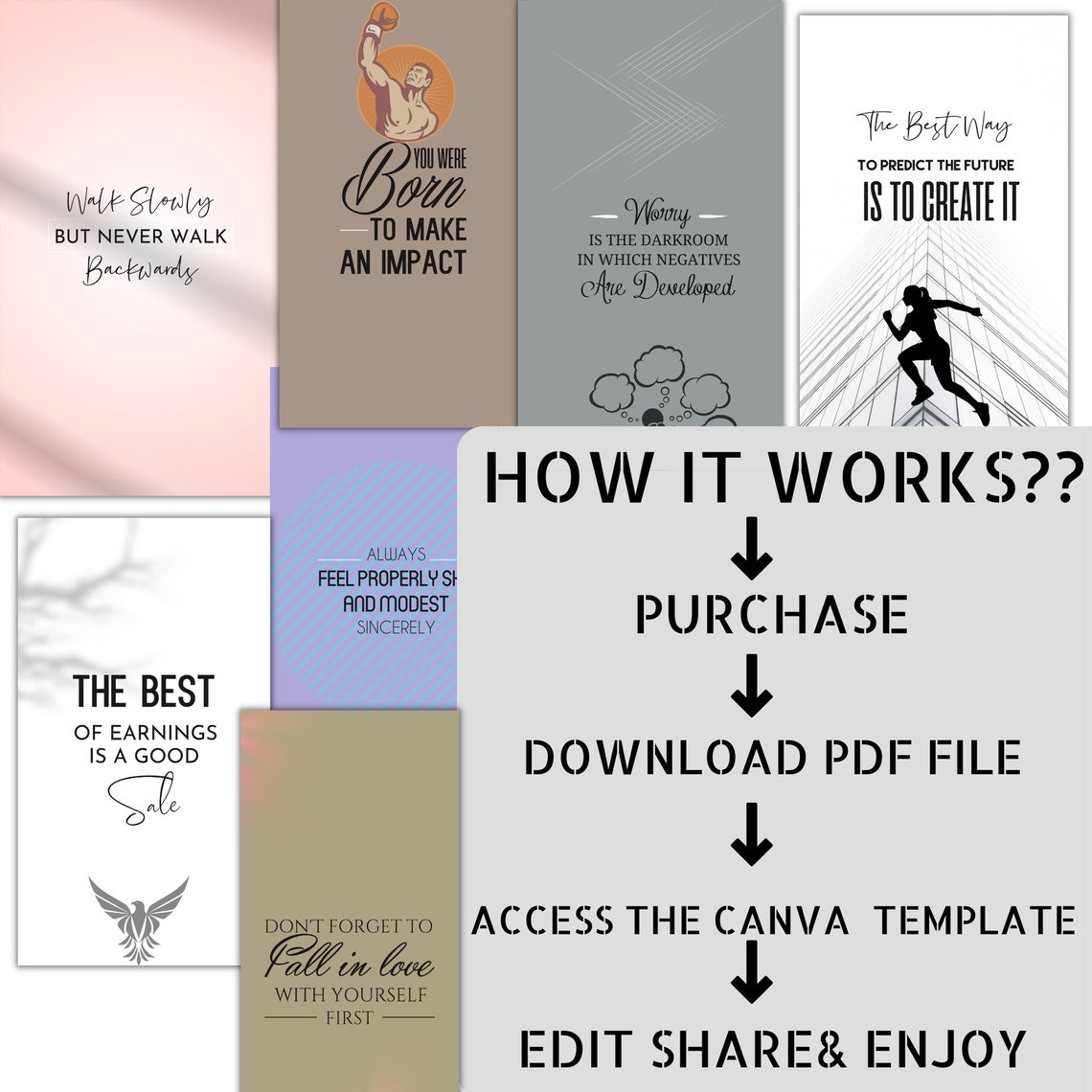 Instagram Motivational Quotes Templates Inspirational - Etsy