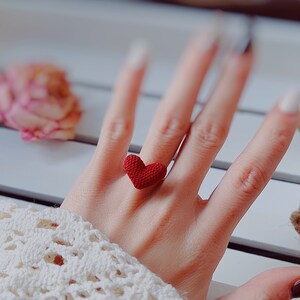 Crochet Heart Rings, Crochet Rose Rings, Micro Crochet Parquet Rings ...
