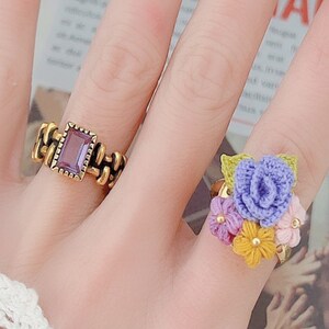 Crochet Heart Rings, Crochet Rose Rings, Micro Crochet Parquet Rings ...