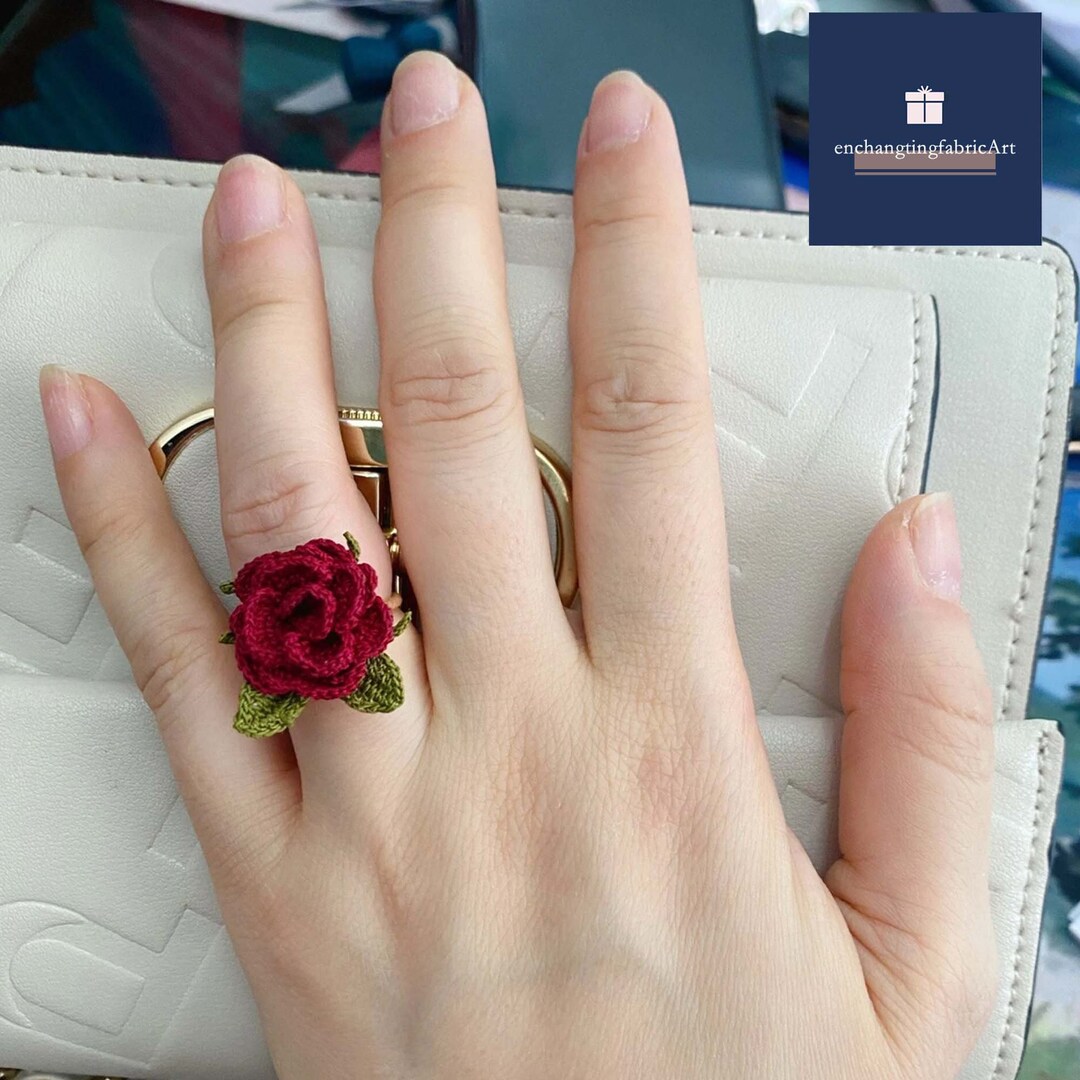 Crochet Rose Rings, Crochet Sunflower Rings, Crochet Sakura Rings ...