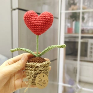 Crochet Love Potted Plants, Crochet Love Pots, Knitted Hearts, Handmade ...
