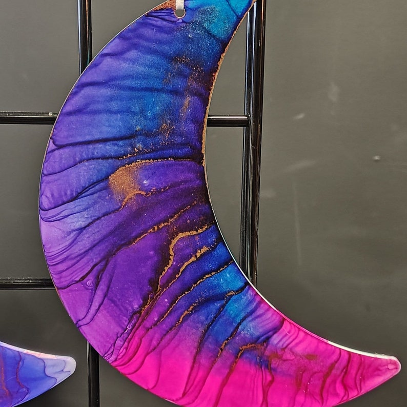 Alcohol Ink Crescent Moon Microgravity - Etsy