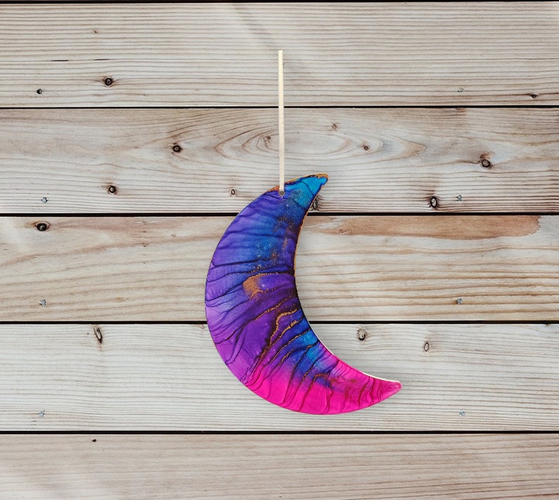 Alcohol Ink Crescent Moon Microgravity - Etsy