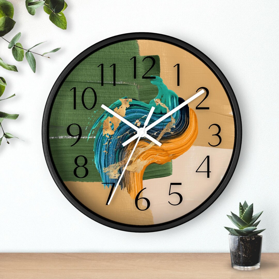 Unique Wall Clock | Mid Century Modern Art Wall Clock, Earthy Tones ...