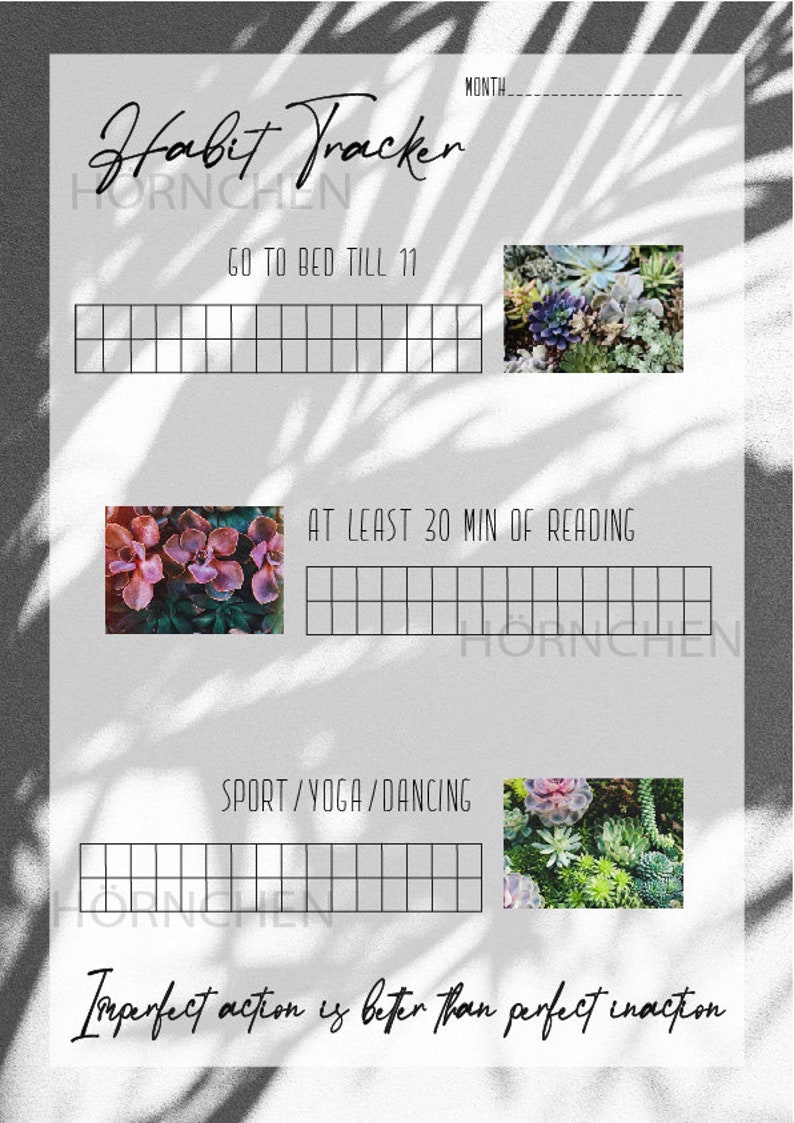 Floral Design Printable Habit Tracker, Monthly Habits, A4 Size, Instant ...