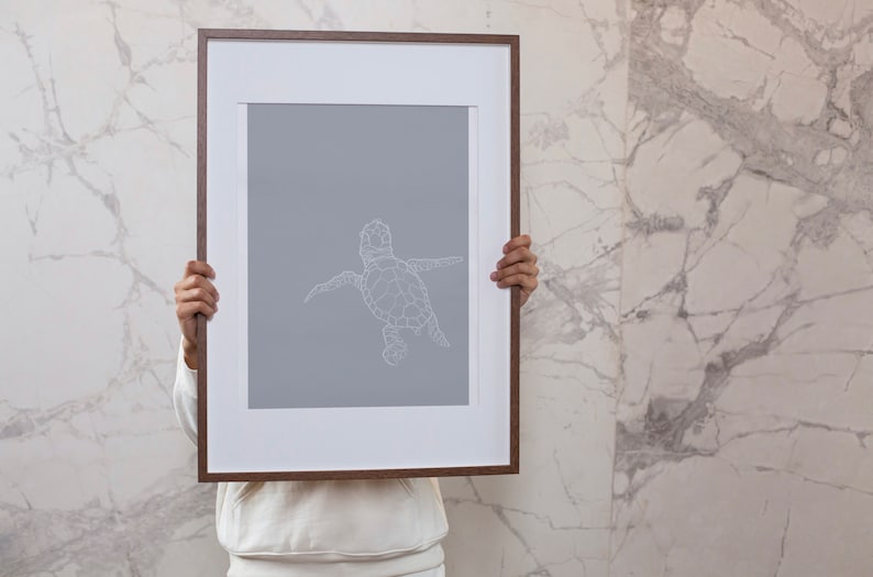 Turtle Poster, Lineart, Digital Print - Etsy