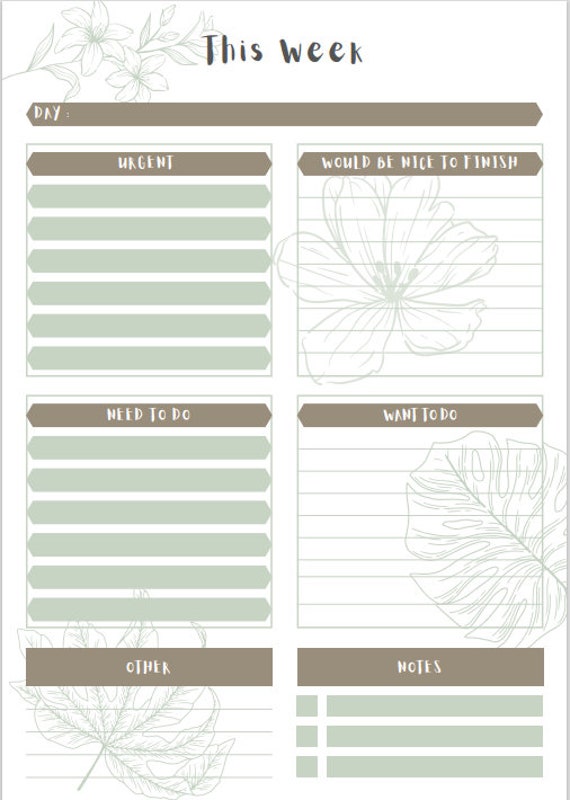Minimalist Weekly Planner Natural Colors - Etsy