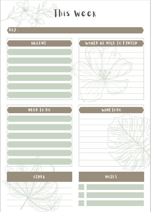 Minimalist Weekly Planner, Natural Colors - Etsy