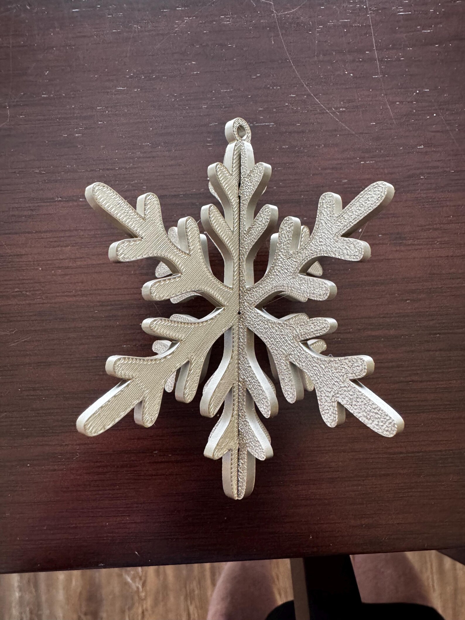 3D Printed Snowflake Ornament Modern Two-piece Design With Hanging ...