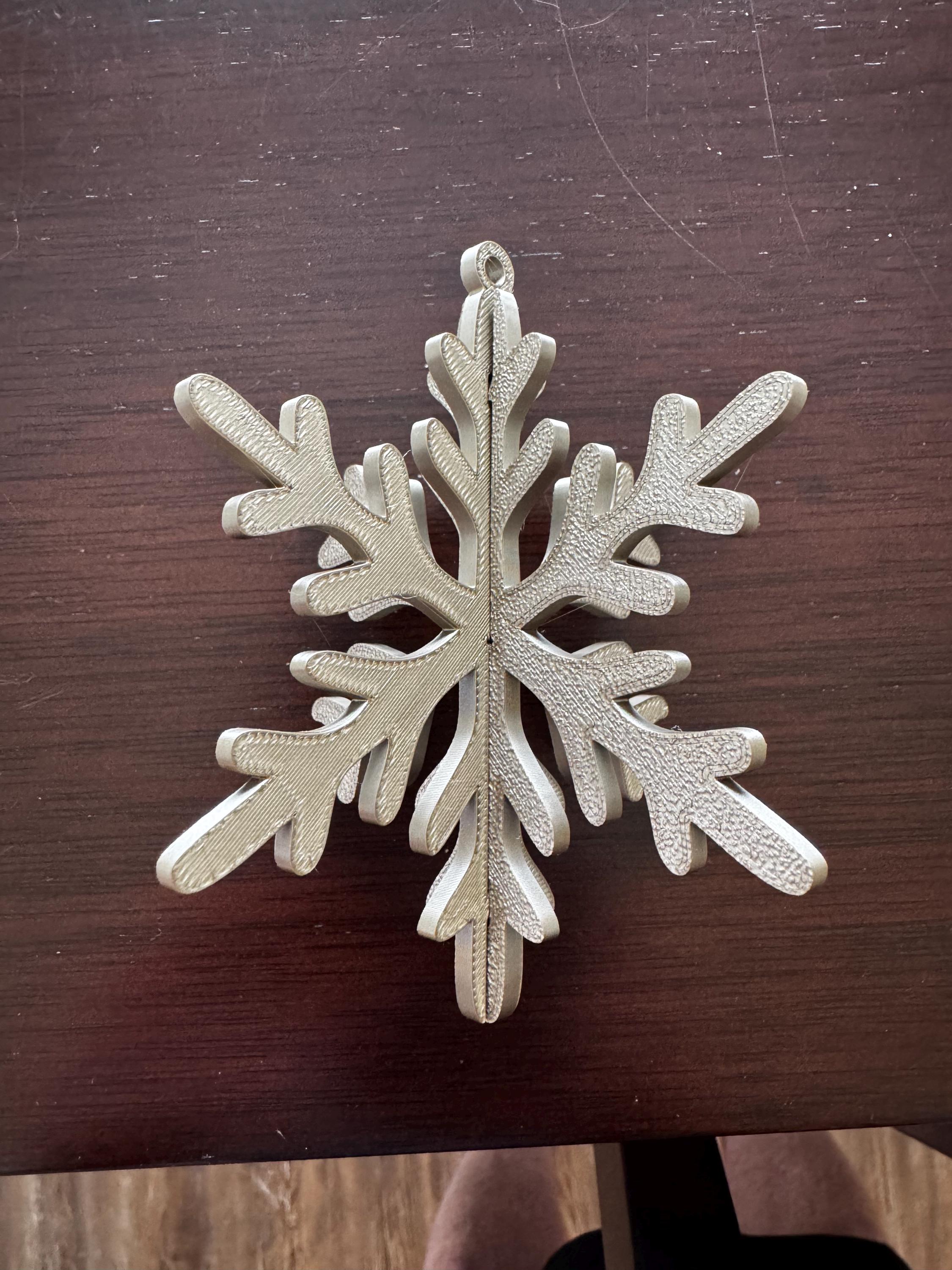 3D Printed Snowflake Ornament Modern Two-piece Design With Hanging ...