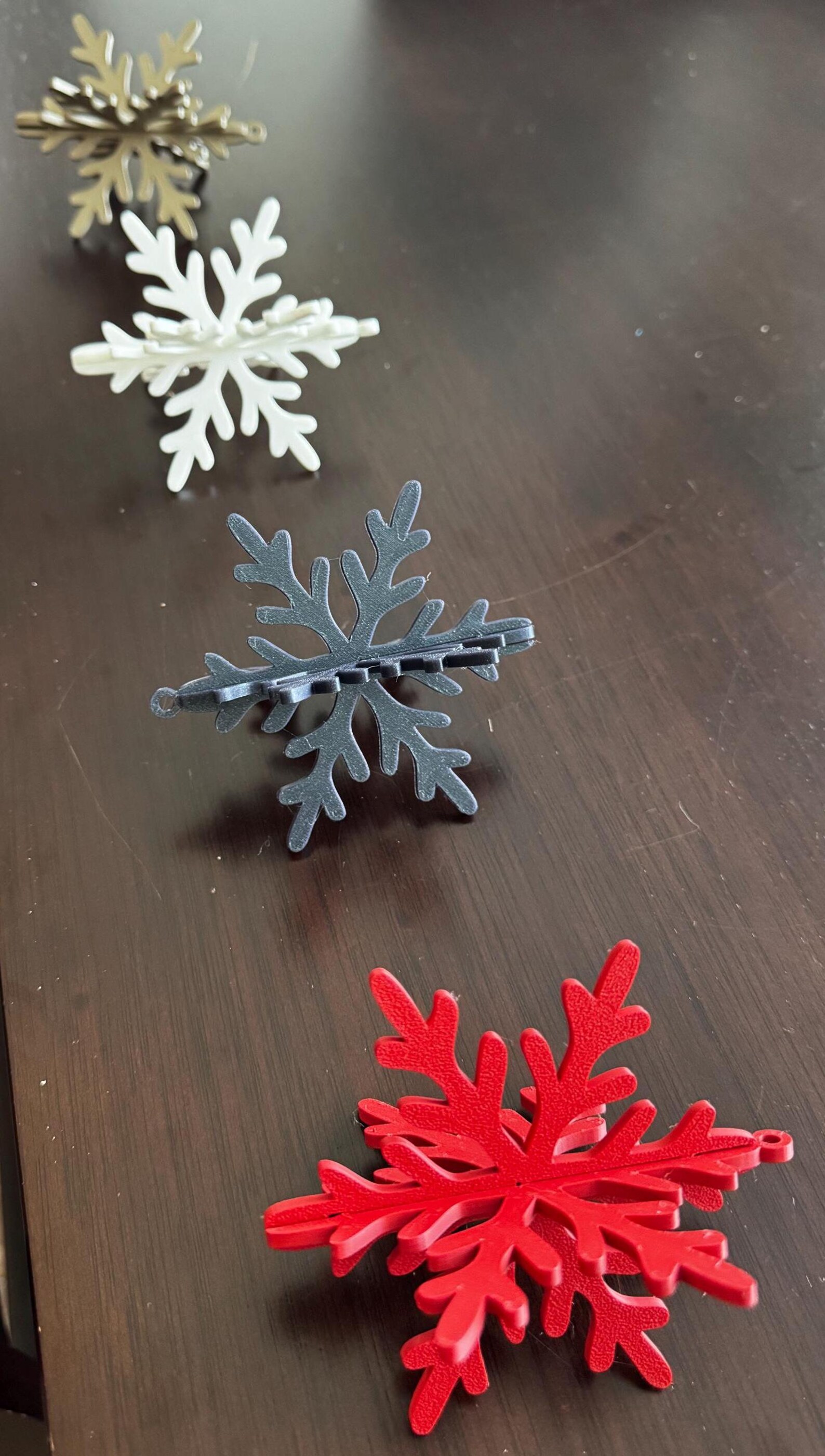3D Printed Snowflake Ornament Modern Two-piece Design With Hanging Twine - Etsy