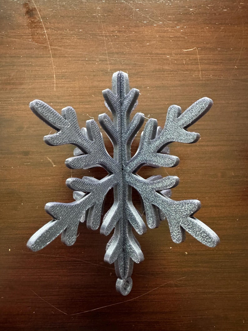 3D Printed Snowflake Ornament Modern Two-piece Design With Hanging ...